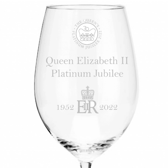 Engraved Queen Elizabeth II Platinum Jubilee Wine Glasses - Set of 2 J ...